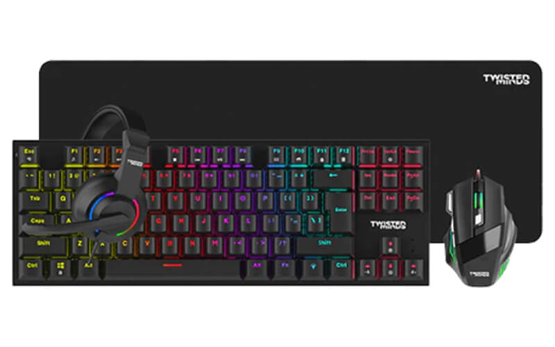 Shop Twisted Mind Pro Gaming All-In-One Bundle Wired Keyboard Headset ...