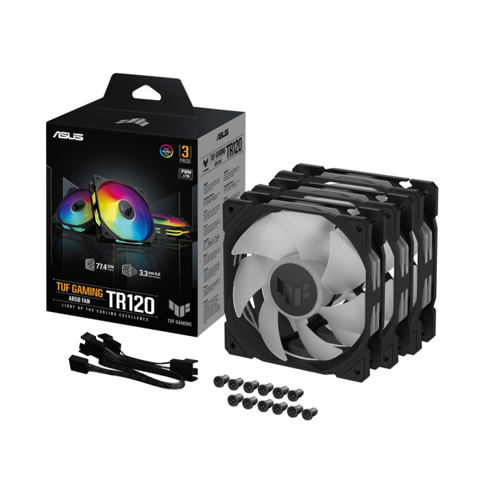 Shop Asus TUF Gaming TR120 ARGB Triple Fan Kit with Controller - Black ...