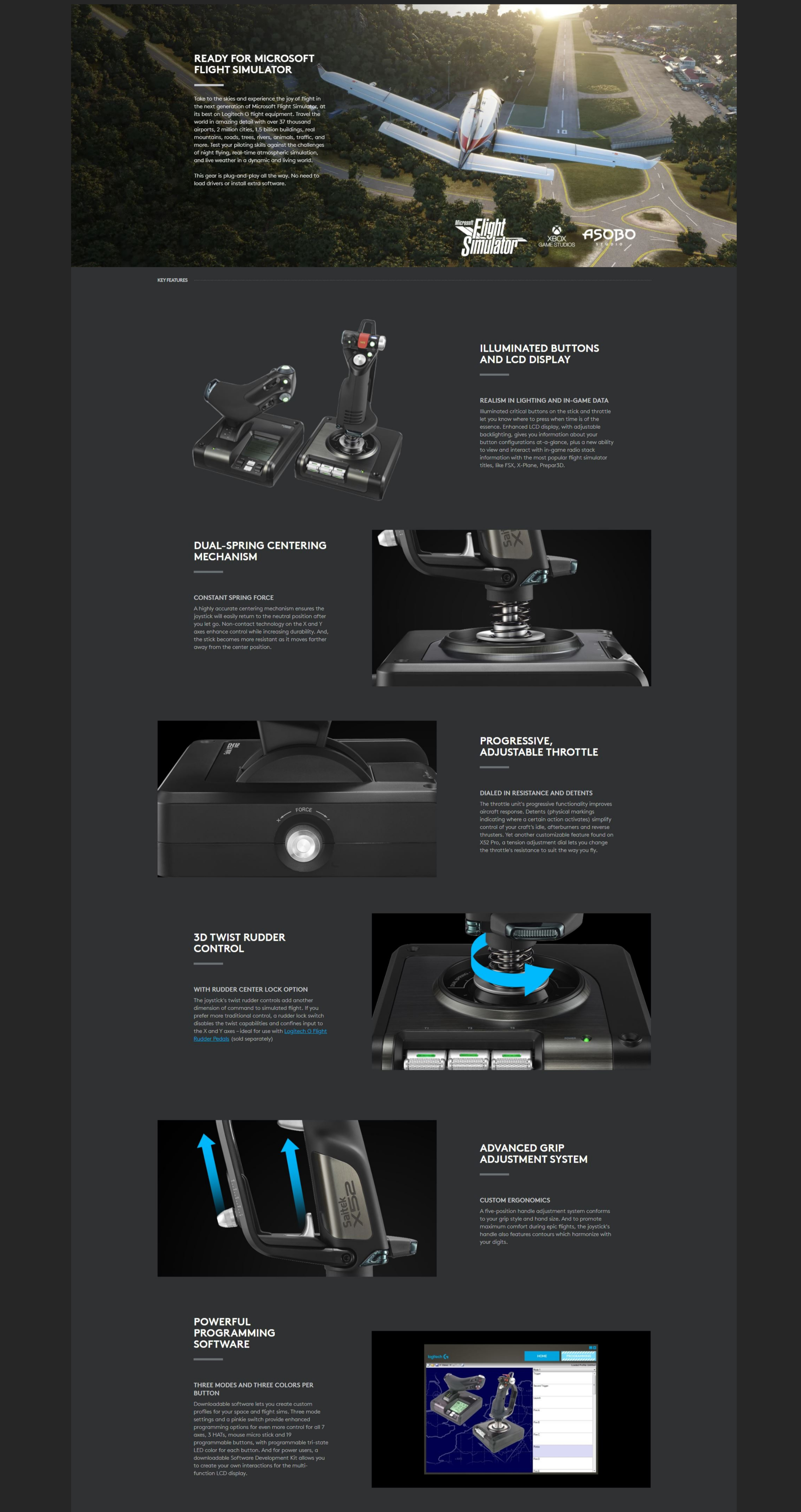 Shop Logitech G X52 Pro Professional Hotas Part-Metal Throttle & Stick ...